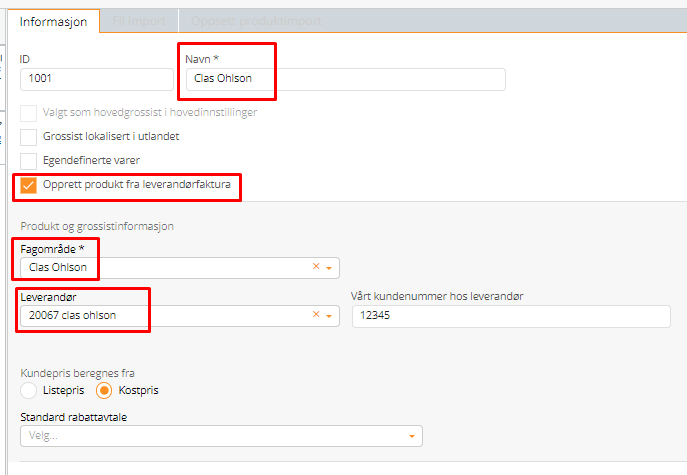 Opprett produkt fra leverandørfaktura – Contracting Works - Kundesenter